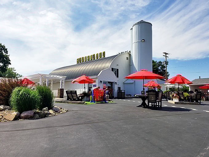 Holy cow, that's a lot of cheese! Grandpa's Cheesebarn looks like it could supply a fondue party for the entire state of Ohio.