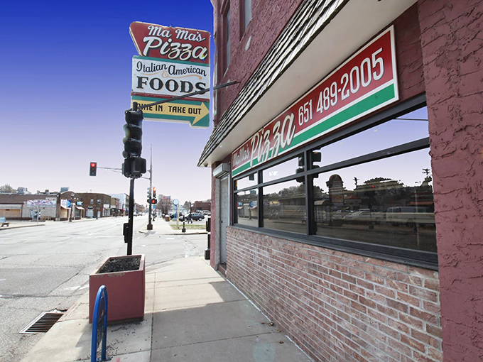 Mama's Pizza: Where neon signs and nostalgia collide! This St. Paul gem serves up slices that'll transport you straight back to your childhood pizza parties.