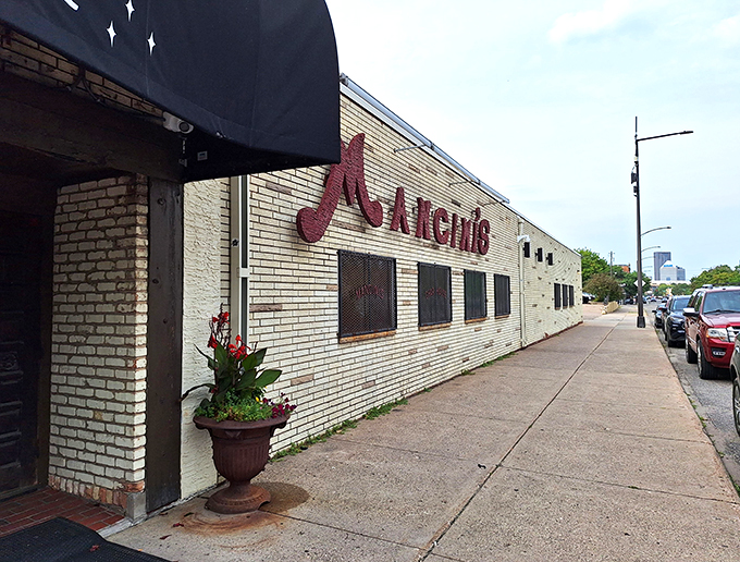 The Rat Pack's spirit lives on! This no-nonsense exterior hides a swanky time capsule of mid-century cool.