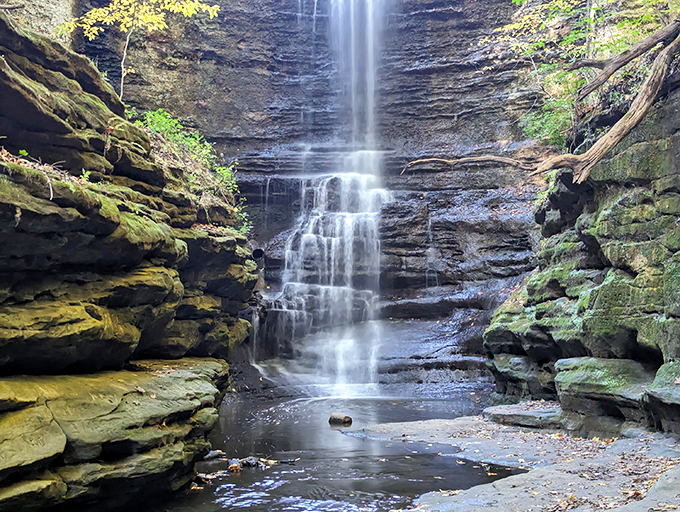 Stepping stones or nature's own game of hopscotch? Either way, this dell is a playground for the young at heart. 