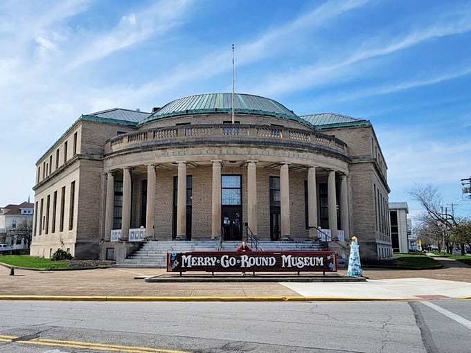 Hold your horses! This grand building houses a whirlwind of carousel history that will make your head spin.