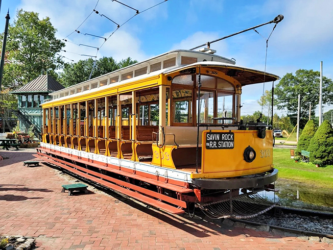 All aboard the nostalgia express! This sunny yellow trolley at Seashore Trolley Museum is begging for a sing-along of "The Trolley Song."