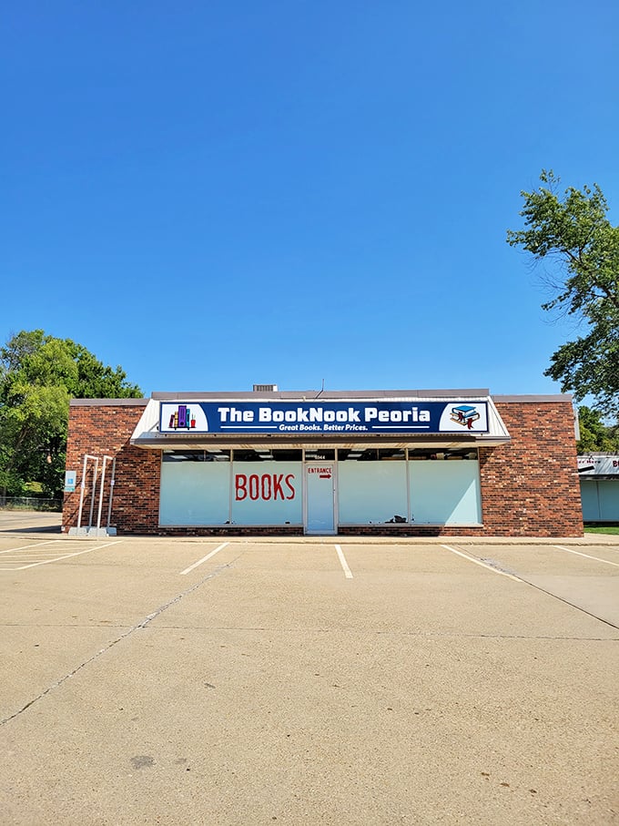 "BOOKS" indeed! This unassuming brick building is the Clark Kent of bookstores - ordinary outside, superhero inside. Photo credit: Cary Miller