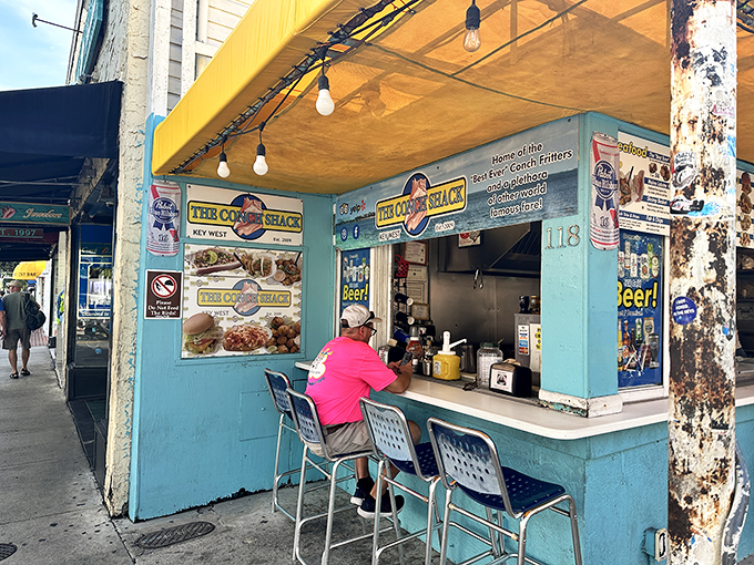 The Conch Shack: Key West's tiny blue flavor powerhouse! It's like a TARDIS for your taste buds &ndash; smaller on the outside, enormous flavors inside.