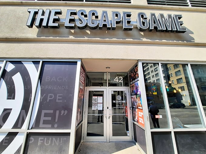 "The Escape Game Chicago: Where 'Exit' signs are just the beginning. This fa&ccedil;ade screams 'adventure' louder than a Chicago hot dog vendor."