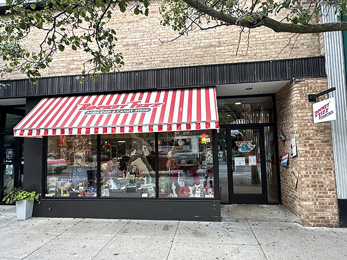 The Rocket: Where nostalgia meets sugar rush. This candy shop's striped awning is like a beacon for your inner child.
