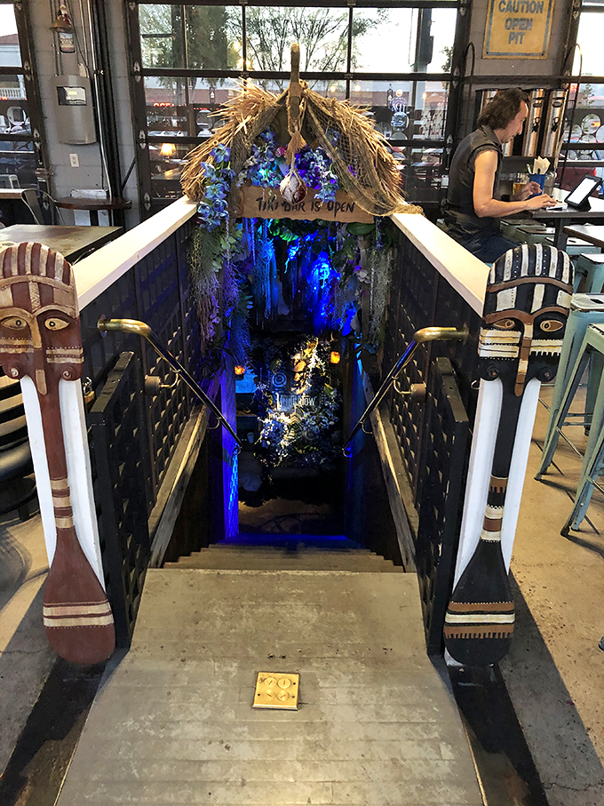 UnderTow's entrance: Abandon all landlubber ways, ye who enter here! This stairway leads to a pirate's dream &ndash; minus the scurvy, plus fantastic cocktails.