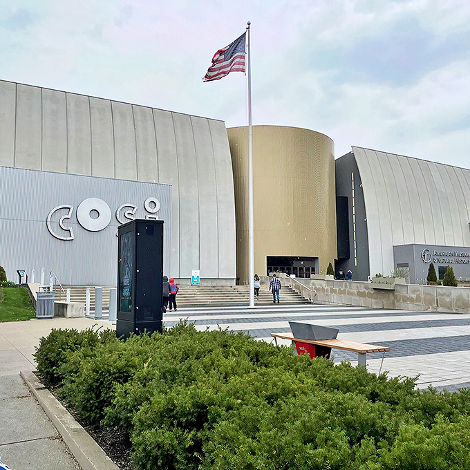 "Eureka central! COSI's modern facade is the gateway to a universe where curiosity reigns and every exhibit is an adventure waiting to unfold."