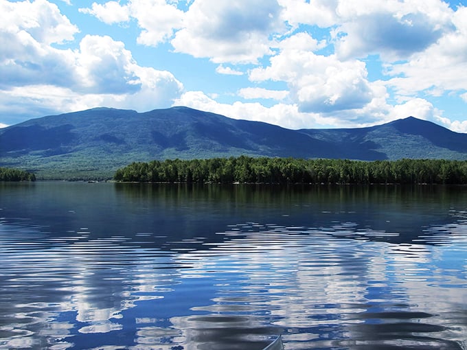 Talk about a room with a view! Flagstaff Lake offers a front-row seat to Maine's majestic mountains, with a side of sunken history.