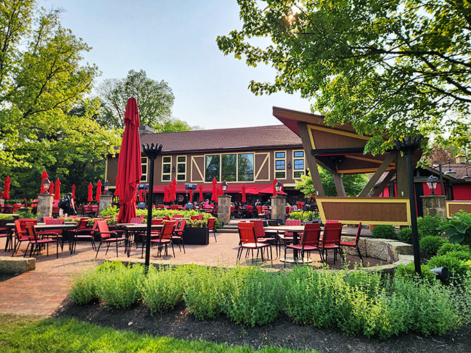 Red umbrellas, green grass, and purple mountains of grape-ness. Gervasi's patio is where "La Dolce Vita" meets Midwest nice.