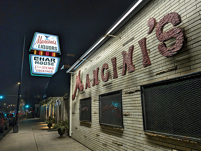 Neon lights, char-grilled delights! Mancini's is where your grandfather's stories come to life &ndash; and taste delicious.