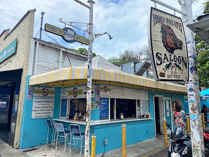 Conch-quering Key West, one bite at a time! The Conch Shack's outdoor seating is the perfect spot for people-watching and flavor-savoring.