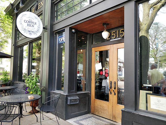 Rustic elegance on a plate. The Copper Hen's facade is as inviting as a warm apple pie on a windowsill.