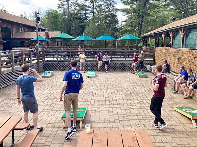 Cornhole championships in progress! Who knew tossing bean bags could be as intense as the Super Bowl?