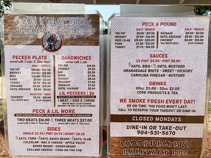 Decisions, decisions! This menu is a carnivore's dream come true. Better loosen that belt now.