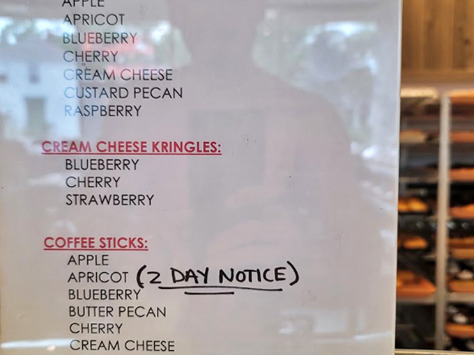 The menu of dreams! A tantalizing list that reads like a love letter to your taste buds. Two-day notice for apricot? Worth the wait!