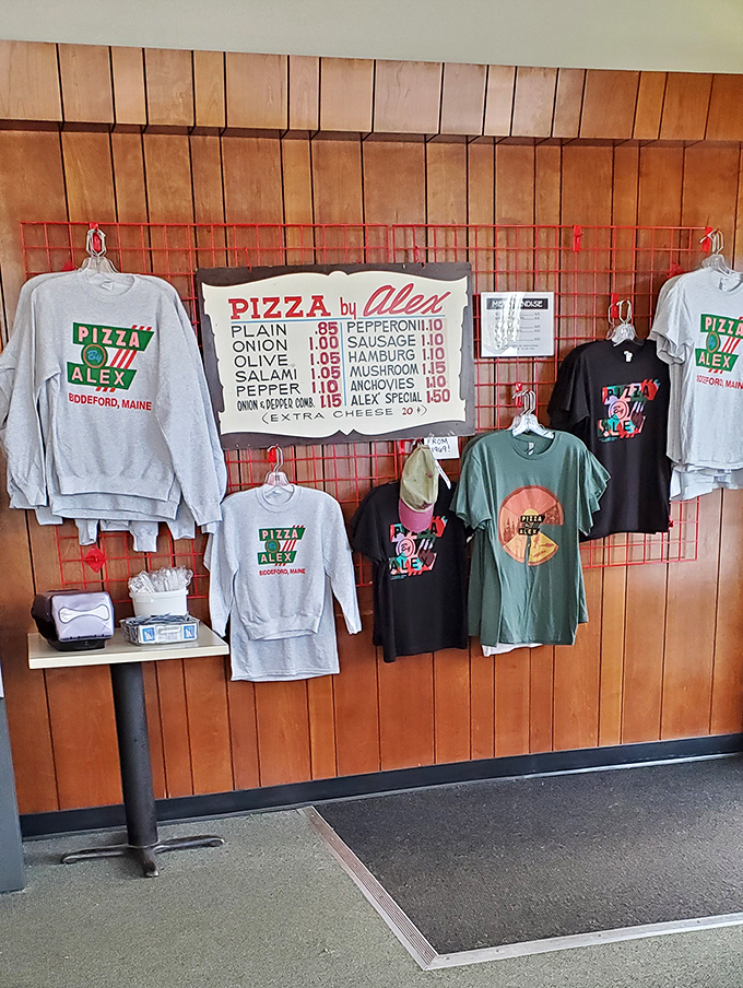 Forget souvenir shops - Pizza by Alex's merch wall is a carb lover's dream come true.