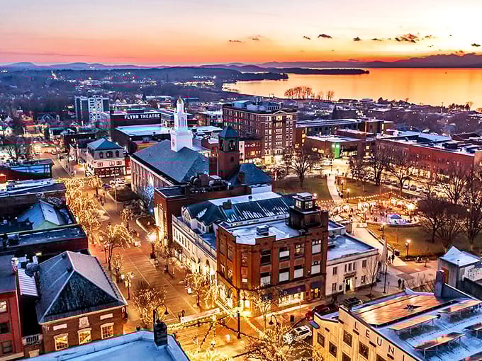 Burlington by night: where the city lights rival the stars. This bird's-eye view is so magical, you'll swear you can hear sleigh bells in the distance.