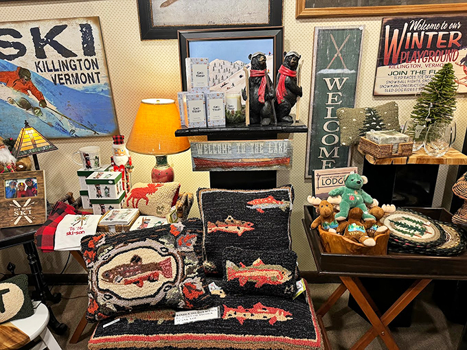 From ski bunnies to teddy bears, this corner's got more personality than a Wes Anderson film set. It's like Vermont threw a party and everyone was invited! 