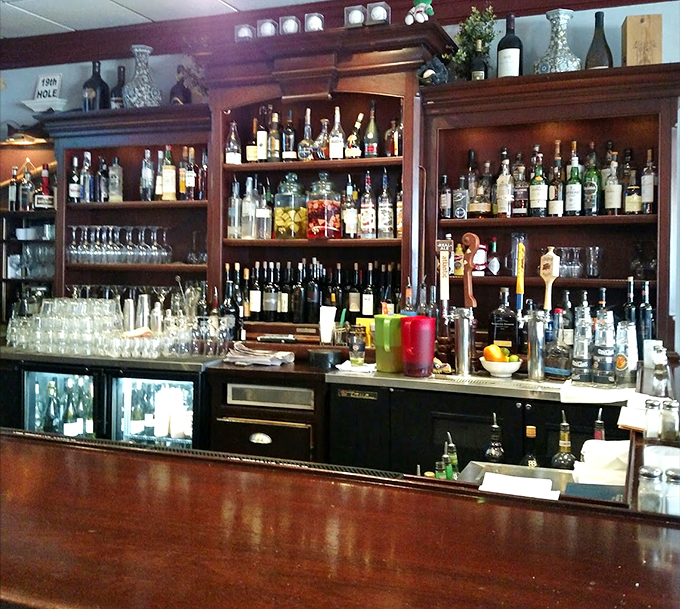 This isn't just any bar - it's a carefully curated collection of spirits that would make a sailor's heart sing. Photo credit: Kimberly Caldwell