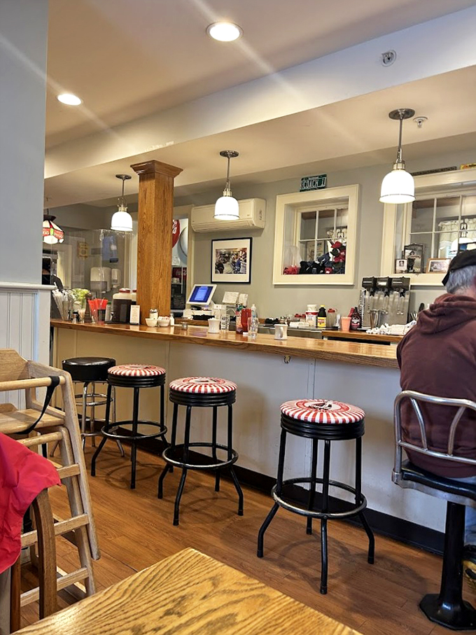 These candy-striped stools aren't just seats; they're front-row tickets to the greatest show on earth &ndash; breakfast theater, Dot's style. Grab a perch and prepare for deliciousness!