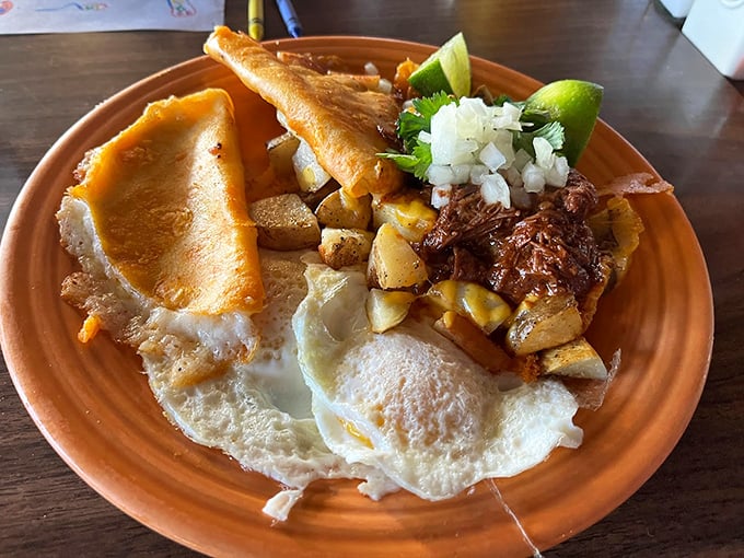Breakfast of champions? More like breakfast of food-loving explorers! This plate is a delicious roadmap of Southwestern flavors and hearty comfort.