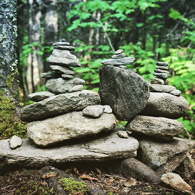 Rock stacking: The original Jenga for nature enthusiasts. These cairns are like trail breadcrumbs for hikers who forgot to pack their Hansel and Gretel GPS.