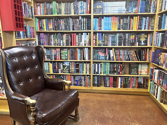 This leather throne isn't just a chair&mdash;it's a portal to countless worlds. Settle in and let the pages whisk you away. 