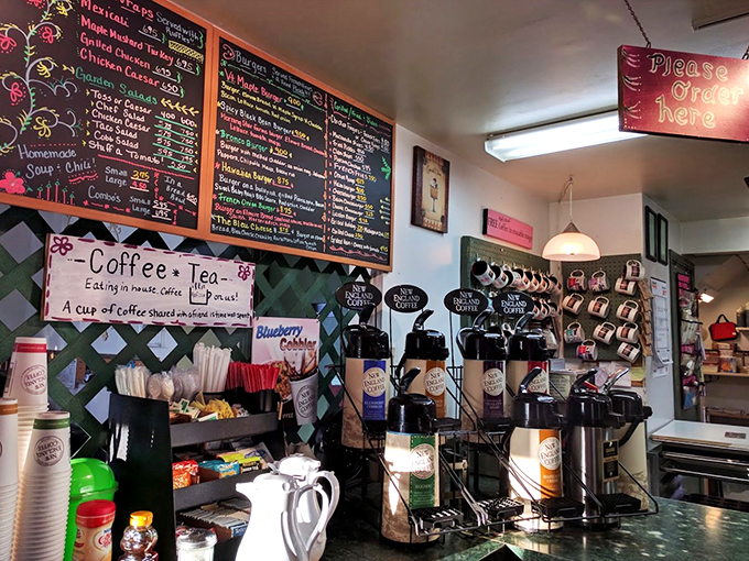 New England Coffee flows freely here, with a wall of flavors that'll make any coffee lover feel like a kid in a candy store.