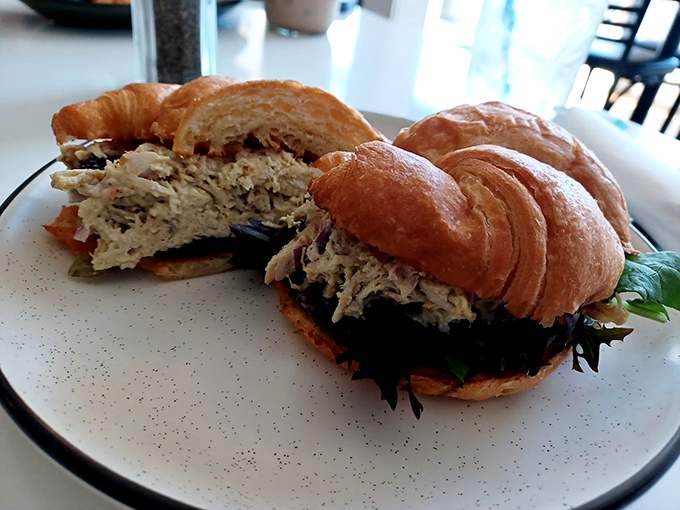 This isn't just any chicken salad croissant. It's layers of buttery perfection cradling a generous filling that makes lunch feel like a celebration