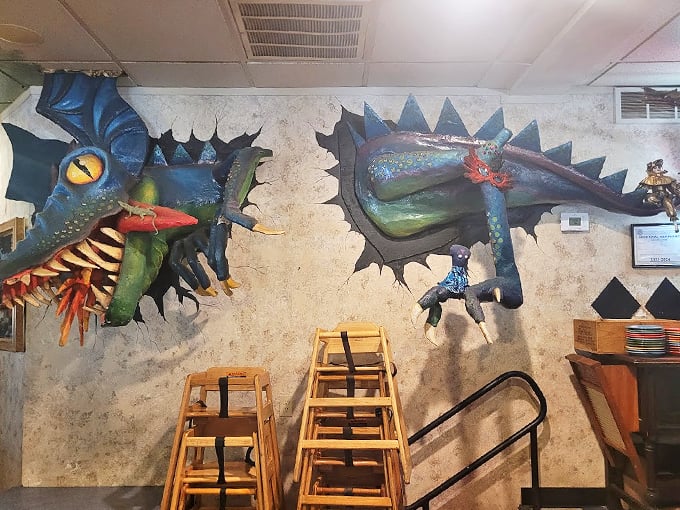 Holy gator on the wall, Batman! These fierce fellas aren't just decor - they're the guardians of good taste at Pearl's.