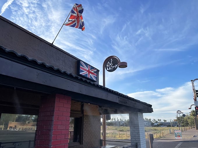 Union Jack flying high in the desert sun. It's like finding a cup of Earl Grey in a sea of iced tea.