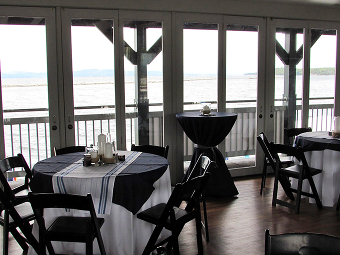 Elegant simplicity meets lakeside charm with tables perfectly positioned to catch those million-dollar Lake Champlain views.