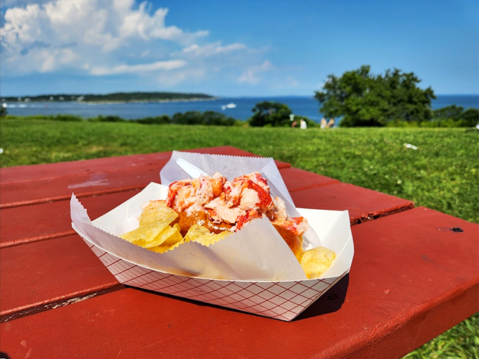 Ocean views and overstuffed lobster rolls - some combinations are just meant to be, especially on these classic red picnic tables.