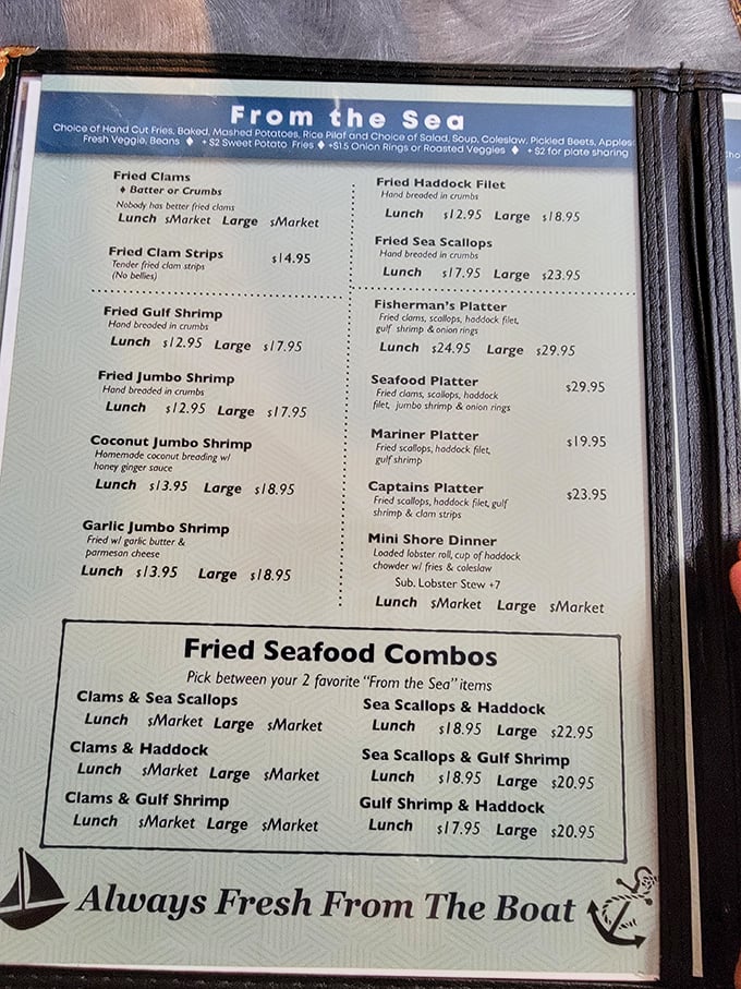 The menu of champions! Each item is a contender for your taste buds' affection. Choosing just one? That's the real seafood challenge.