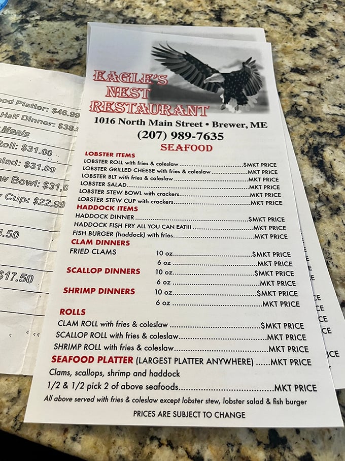 Behold, the treasure map of flavors! This menu is like a love letter to the ocean, with enough options to make Neptune himself jealous.