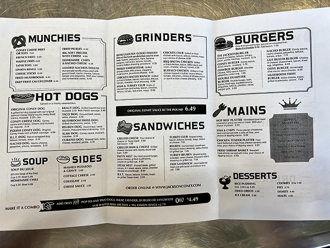 This menu is like a roadmap to comfort food nirvana. Choose your own adventure, but remember: all roads lead to delicious.