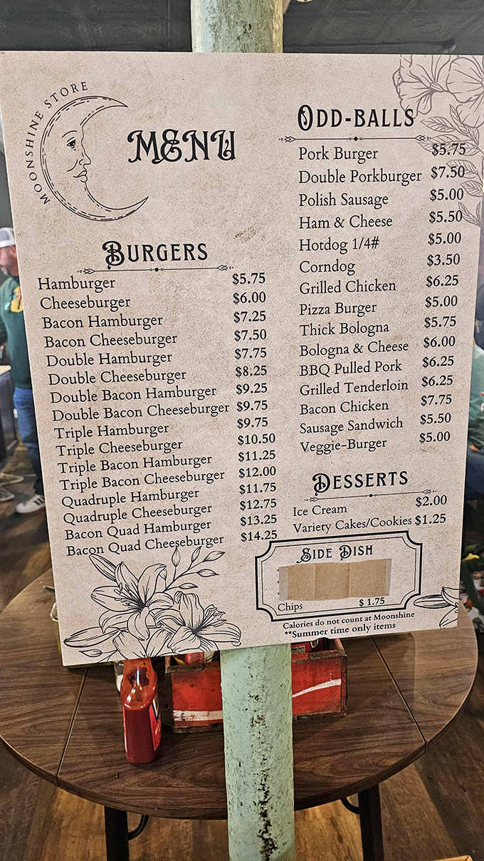 A menu that reads like a love letter to carnivores. From humble hamburgers to towering quad-patty behemoths, there's a burger for every appetite.