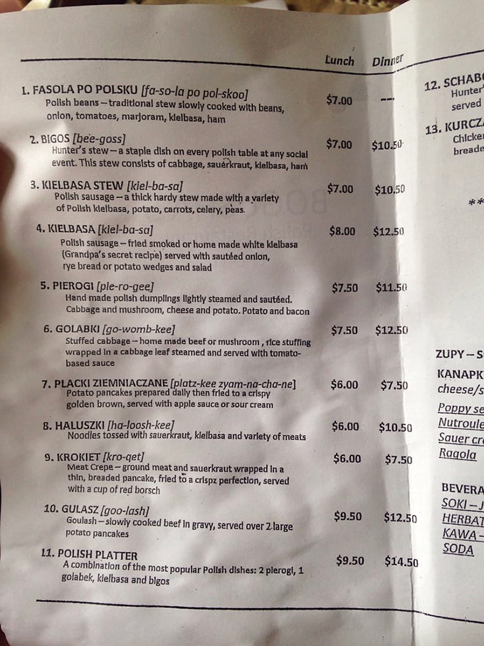 Decisions, decisions! This menu is a treasure map of Polish delights. Pro tip: Close your eyes and point &ndash; you can't go wrong.
