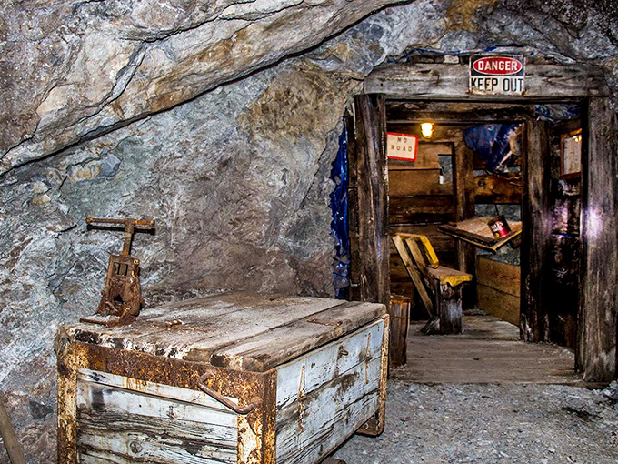 Danger lurks around every corner... or does it? This mine's scariest feature might be the temptation to yell 