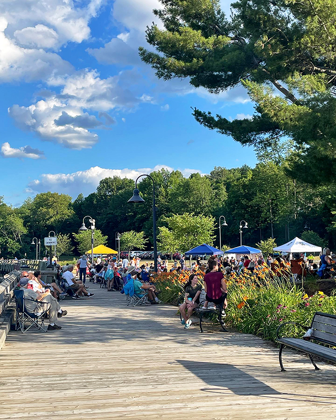 Who needs a concert hall when you've got nature's amphitheater? Gardiner's riverside park is where the community comes to play.