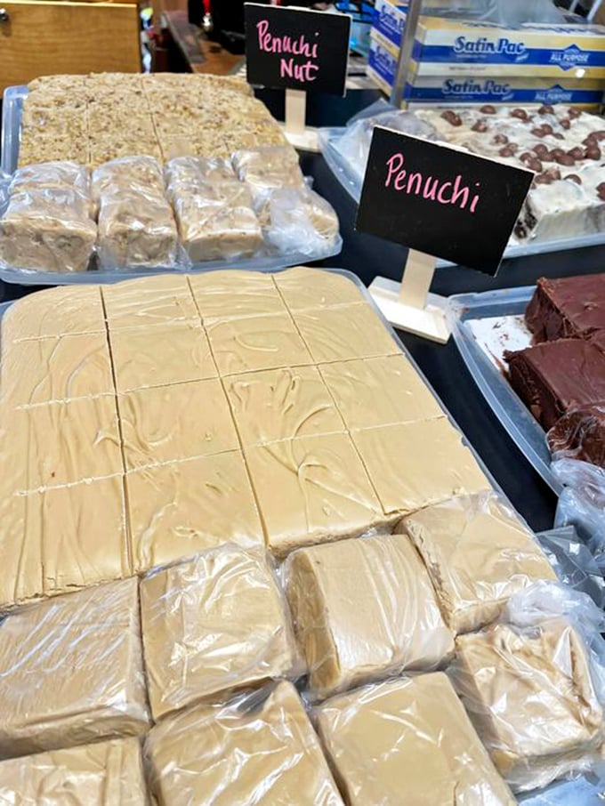 Behold the Penuchi! It's like peanut butter's sophisticated cousin decided to crash the fudge party, and we're all invited to indulge.