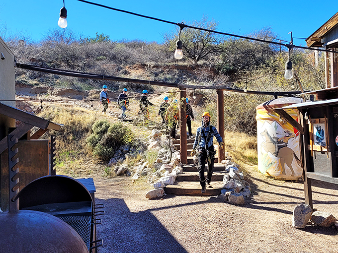 Follow the leader to cloud nine! These zipline guides are like the Pied Pipers of adventure, leading you to high-flying thrills. Photo credit: Christopher Jensen