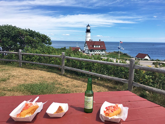 What a view! Lobster rolls and Portland Head Light create the perfect Maine moment at Fort Williams Park. Photo credit: Julia M.