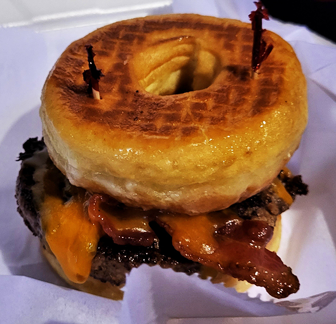 Who said you can't improve perfection? This bagel sandwich is the Frankenstein's monster of breakfast - beautifully monstrous and deliciously intimidating.