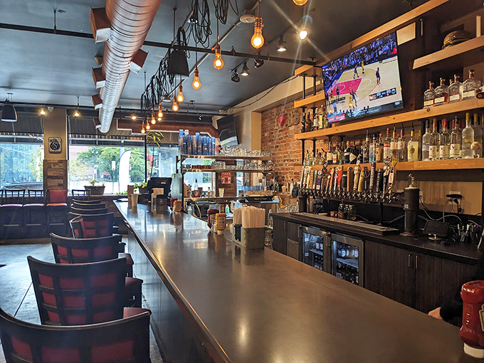 Decisions, decisions! This bar's got more taps than a tap dancing convention. Craft beer heaven or cocktail bliss? Why not both?