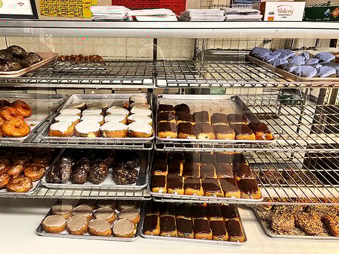 Behold, the promised land of pastries! Hinkley's display case is a treasure trove of temptation, each tray a golden ticket to flavor paradise.