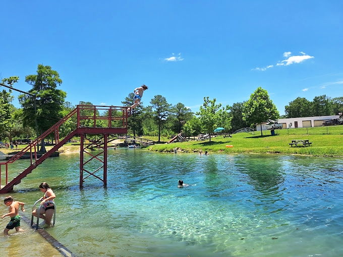 Who needs a high-dive when you've got this rustic diving platform? It's like a treehouse for grownups, with a refreshing splash at the end. Photo credit: terri betts