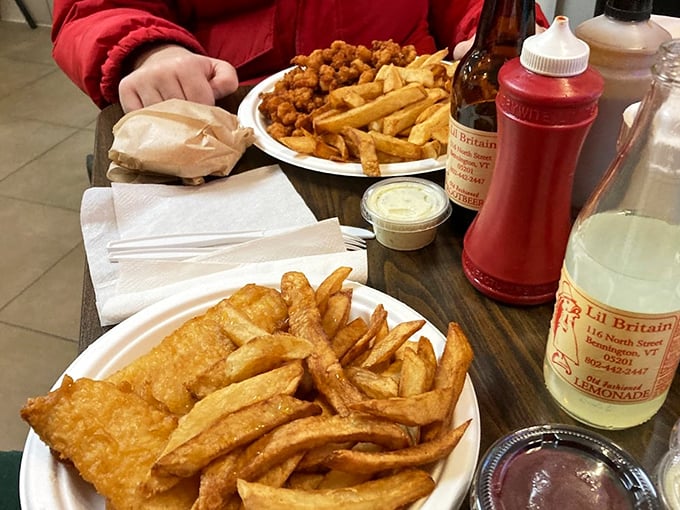 Fish and chips: the ultimate comfort food diplomacy. Crispy, golden, and served with a side of nostalgia – it's like a warm hug for your taste buds.
