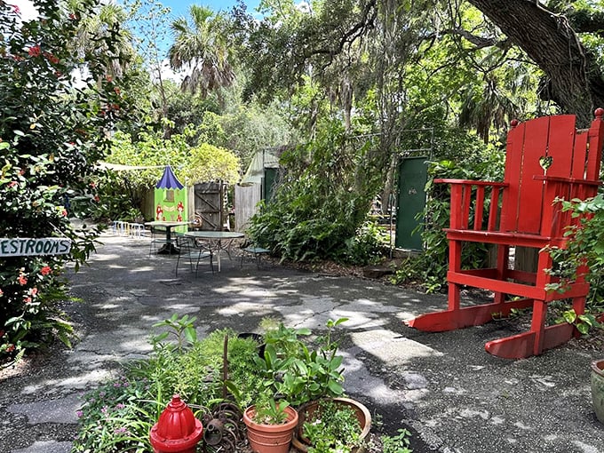 Honey, I shrunk the garden party! This cozy nook, complete with a fairy-sized puppet theater, is where imagination grows wild.